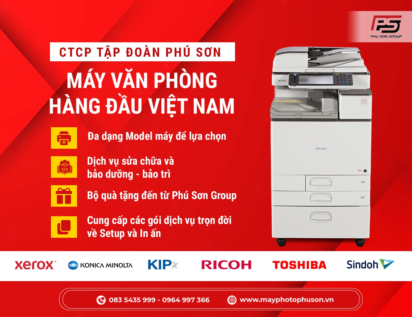 Bảng giá máy photocopy mới nhất năm 2025 tại Phú Sơn